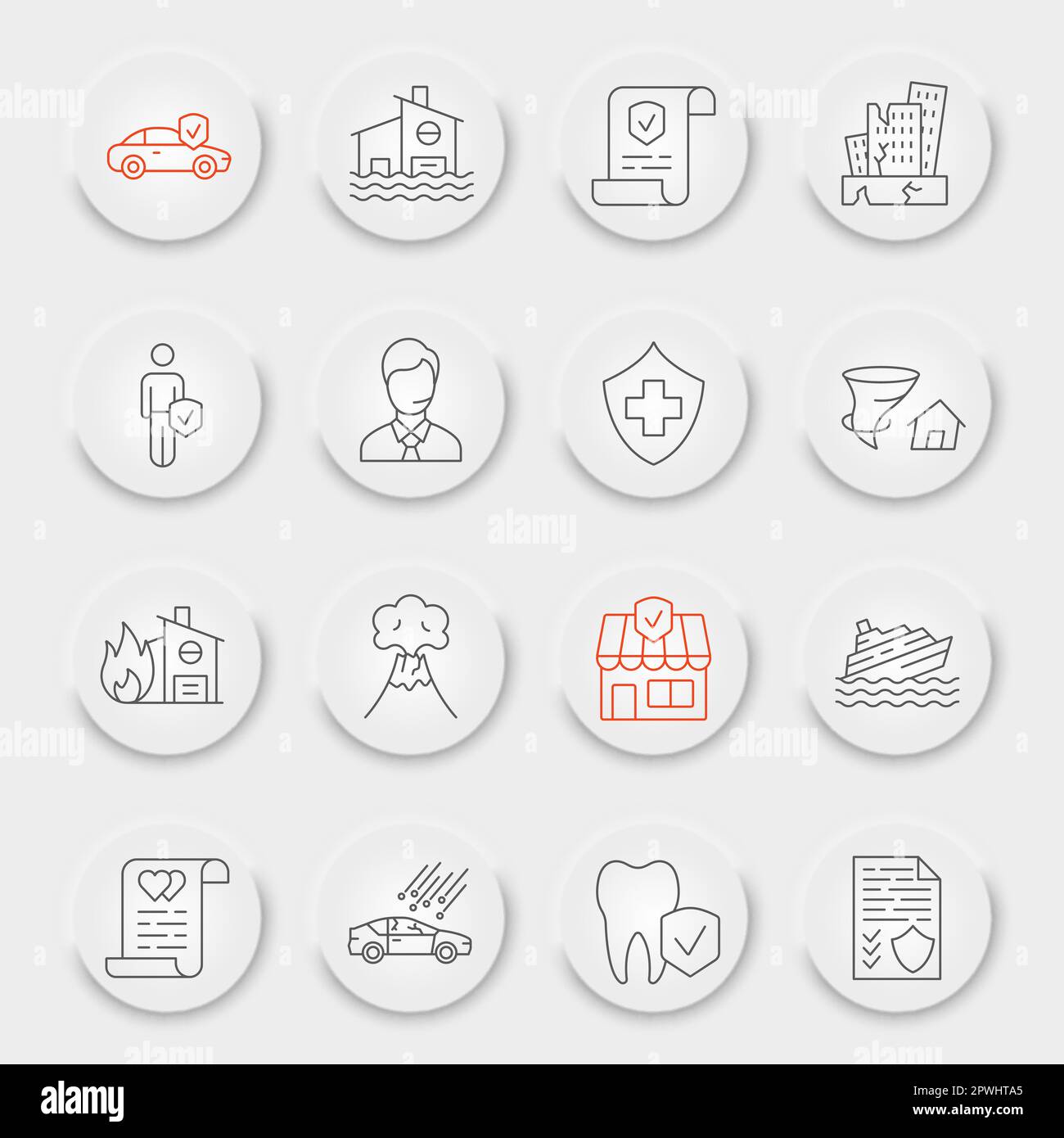 Insurance Line Icon Set Healthcare Symbols Collection Vector Sketches Neumorphic Ui Ux