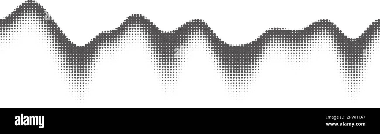 Dotted wave background. Halftone abstract vector gradient. Particle flow fade. Textured fluid ...