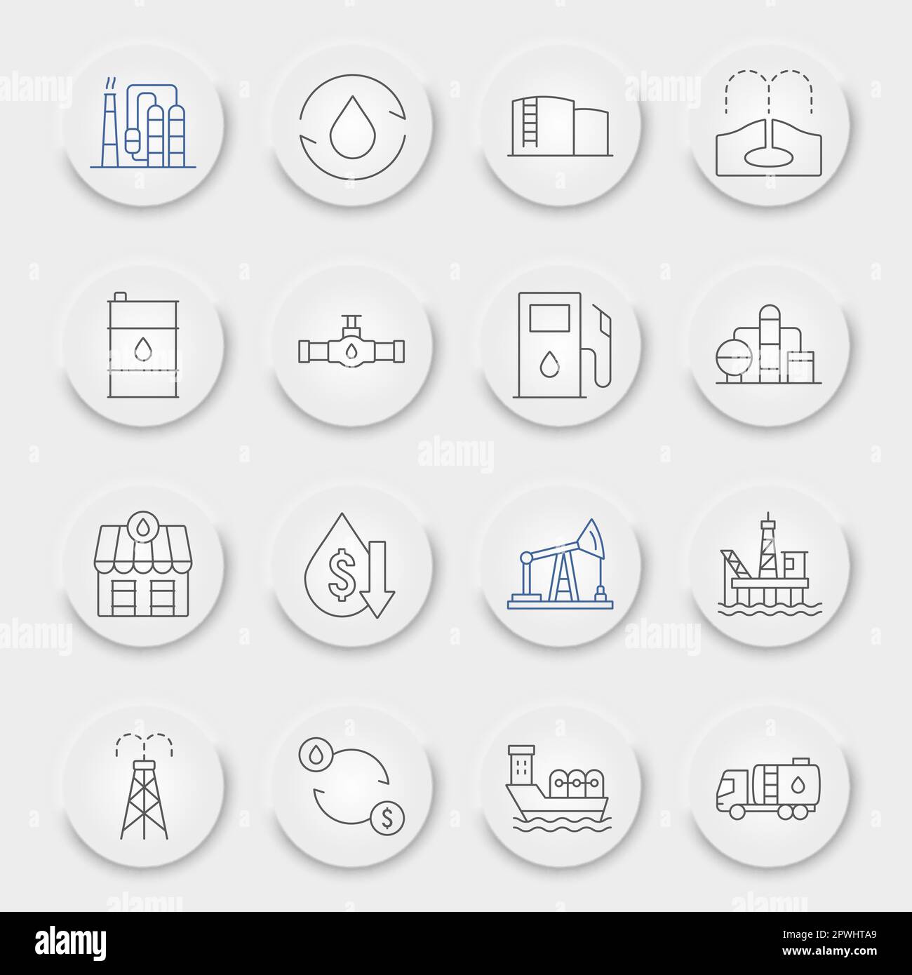 Oil industry line icon set, fuel production symbols collection, vector ...