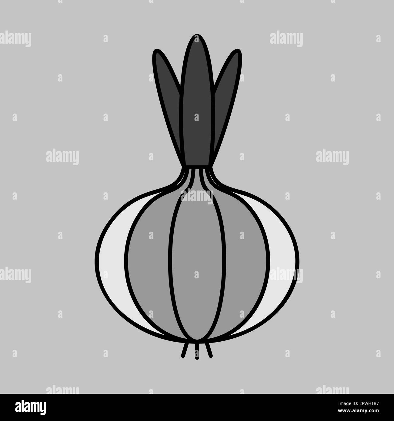 Onion isolated design vector grayscale icon. Vegetable sign. Graph ...