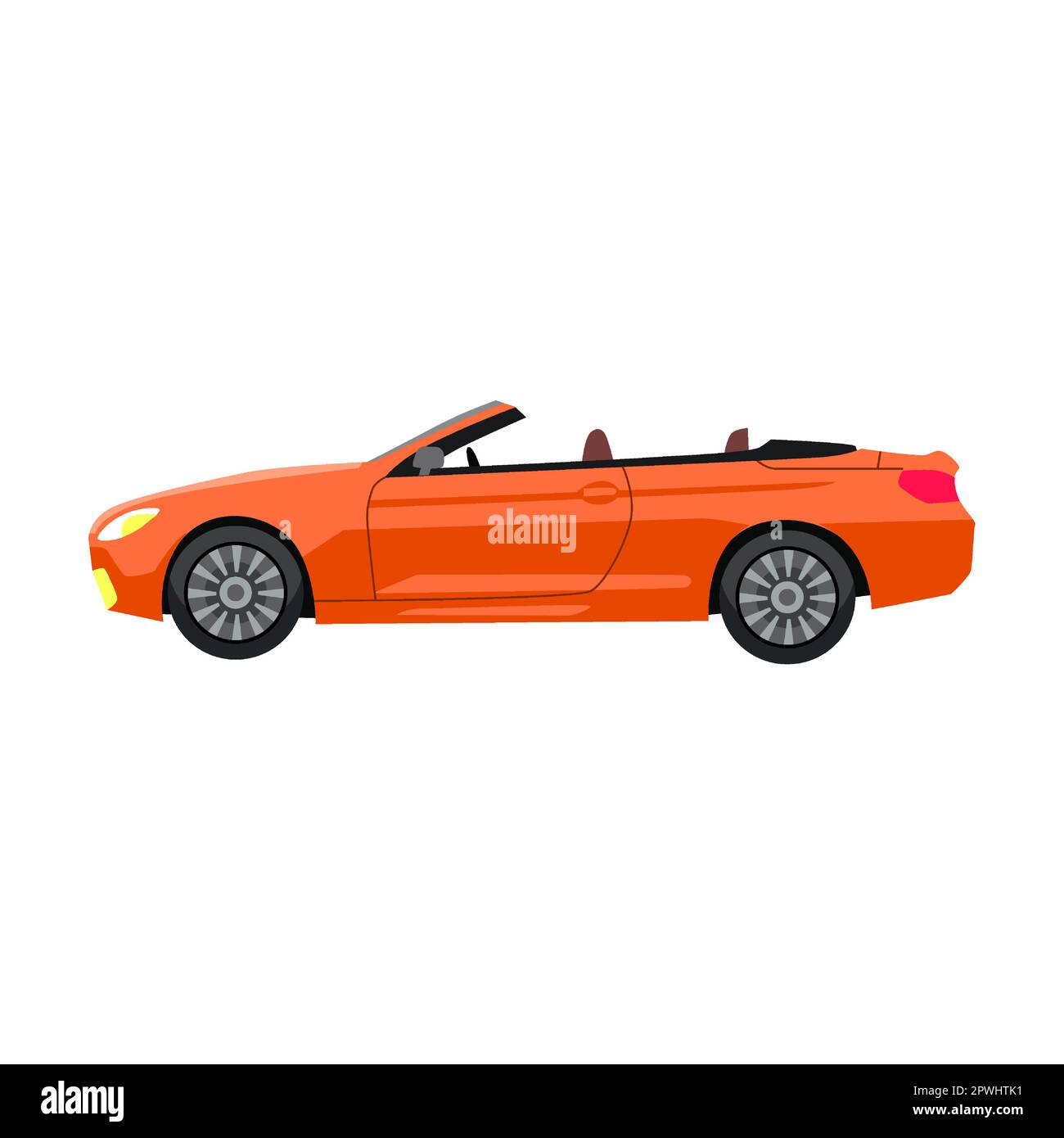 Convertible with open top. Side view of car model flat vector ...