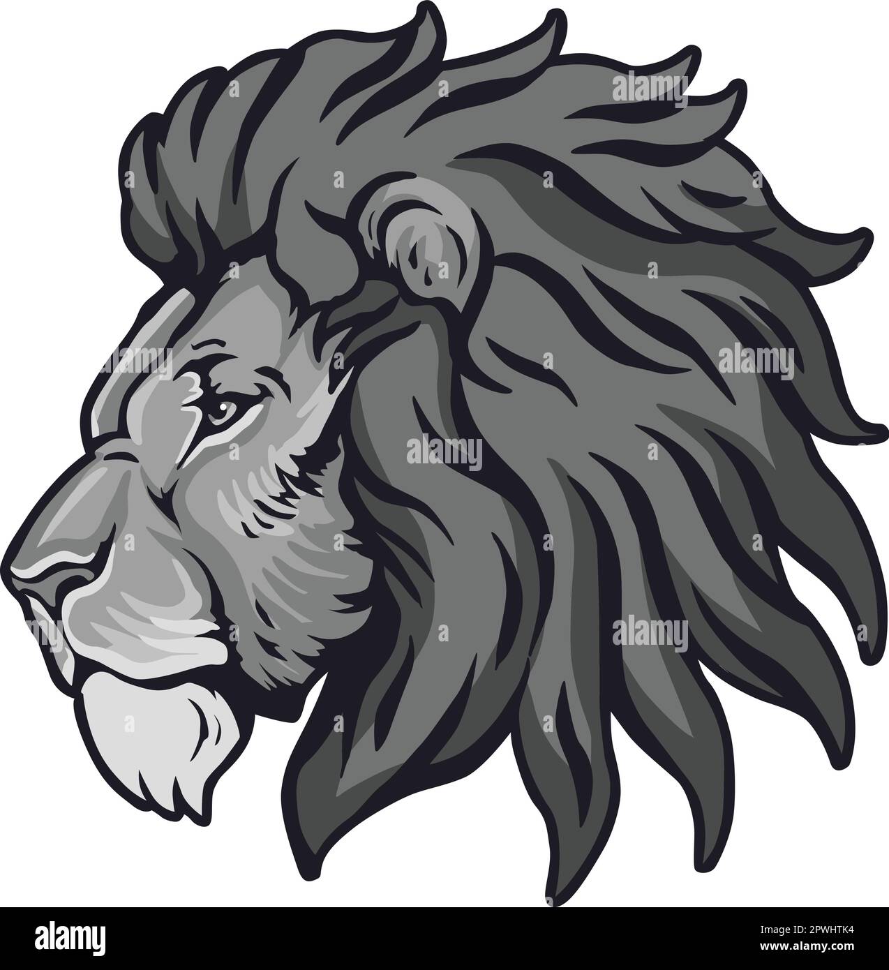 Lion Head Vector Illustration. Colour and BW Stock Vector Image & Art ...