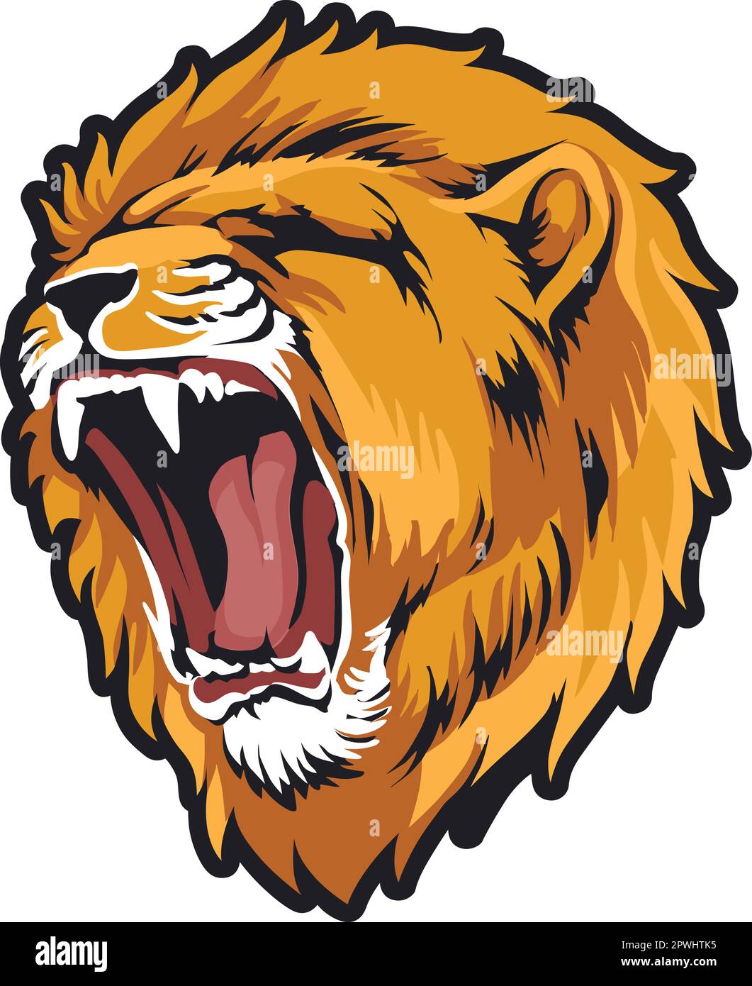Lion Head Vector Illustration. Colour and BW Stock Vector Image & Art ...