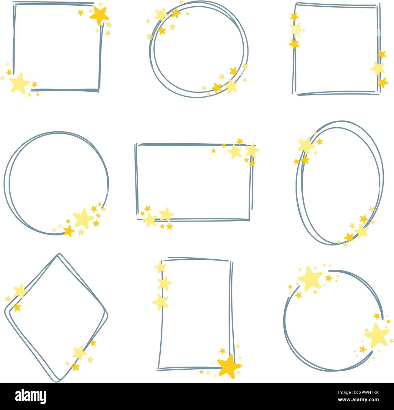 Hand drawn frames with golden stars set Stock Vector Image & Art - Alamy