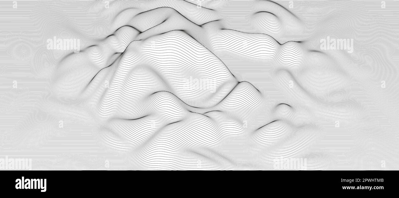 Abstract Background With Distorted Line Shapes On A White Background Monochrome Sound Line