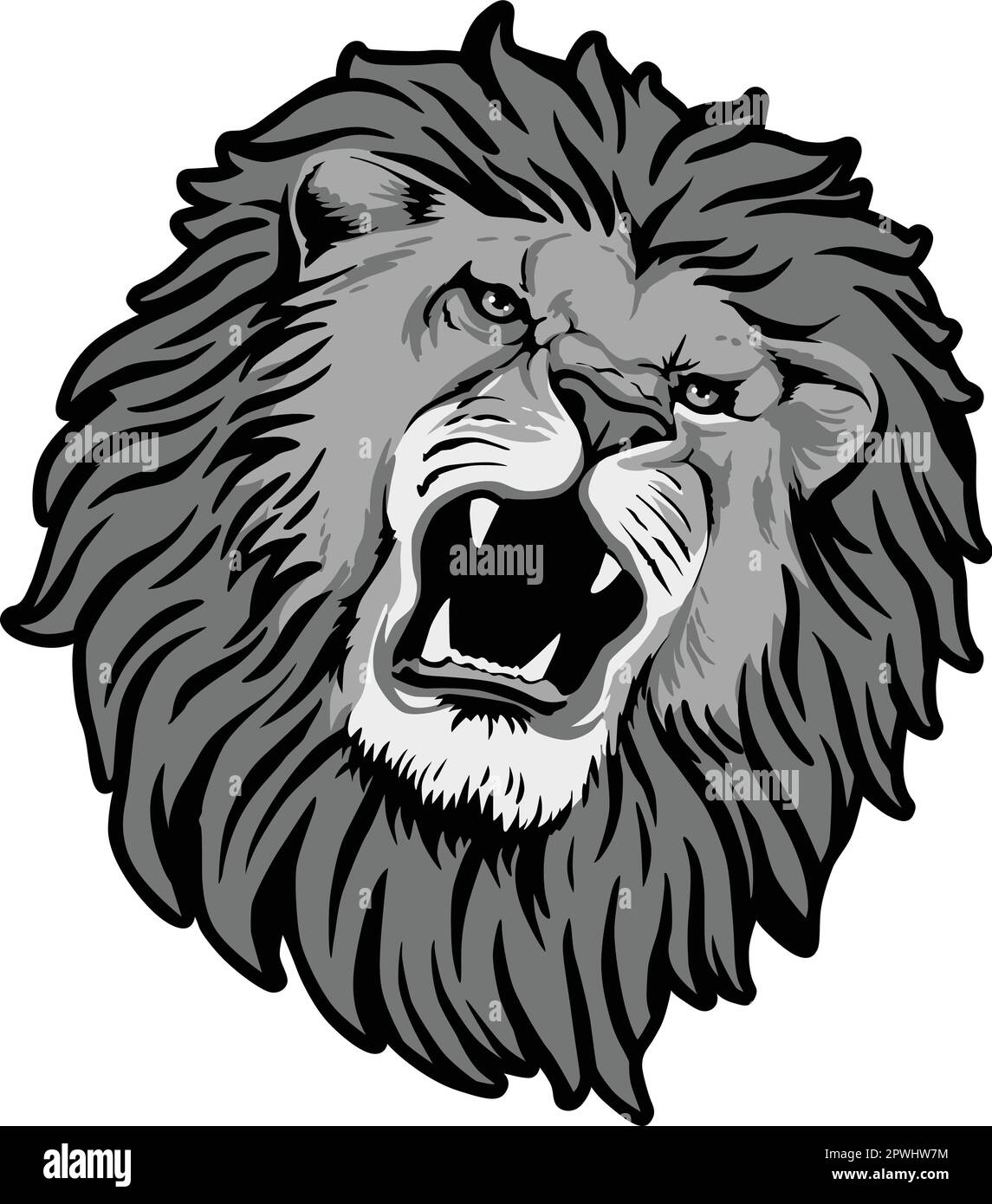 Lion Head Vector Illustration. Colour and BW Stock Vector Image & Art ...