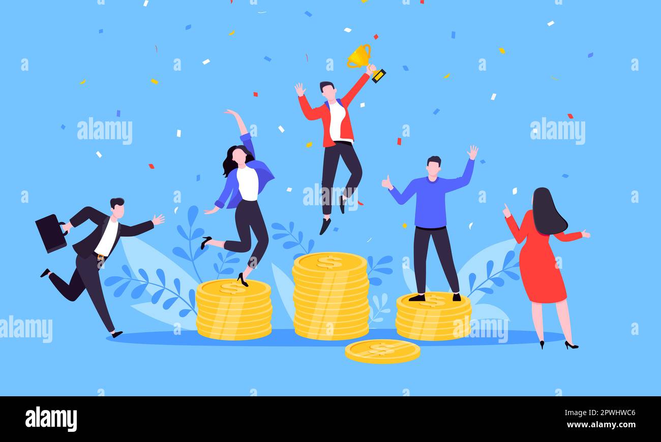 People standing on the money podium rank first three places, jumps in ...