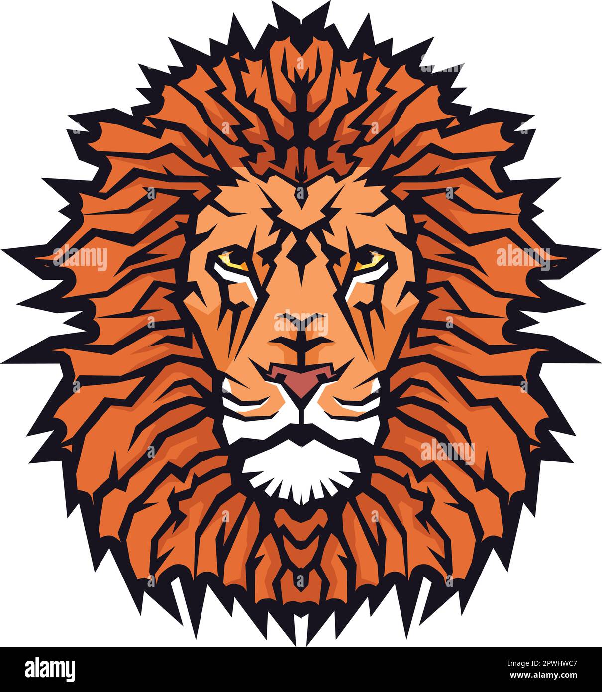 Lion Head Vector Illustration. Colour and BW Stock Vector Image & Art ...