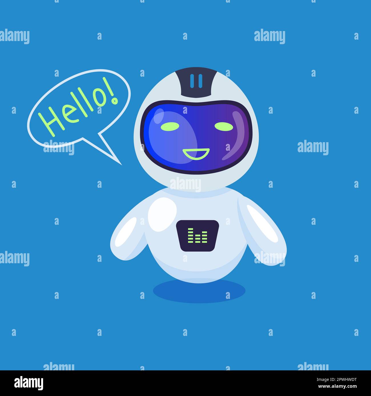 Cute chatbot or robot saying hello cartoon illustration Stock Vector ...