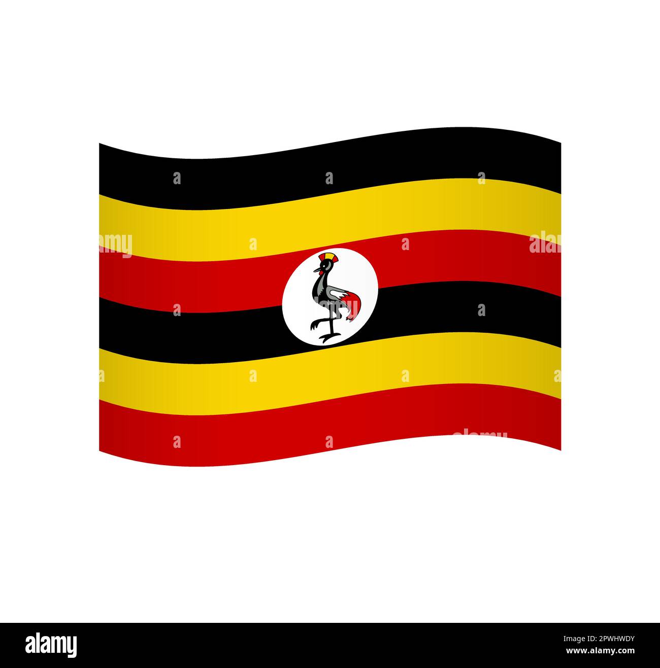 Uganda flag - simple wavy vector icon with shading Stock Vector Image ...