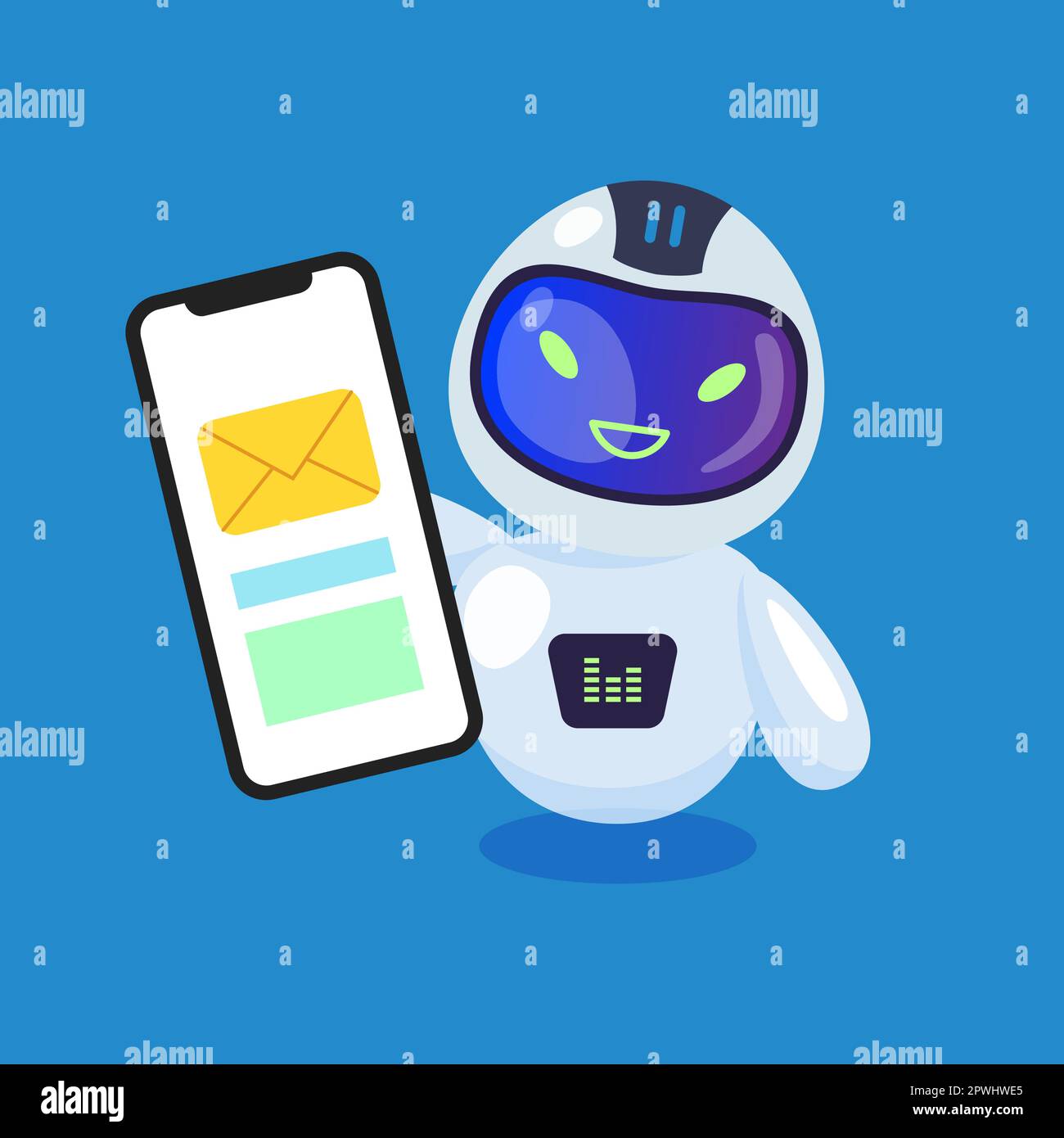 Cute chatbot or robot showing phone cartoon illustration Stock Vector ...