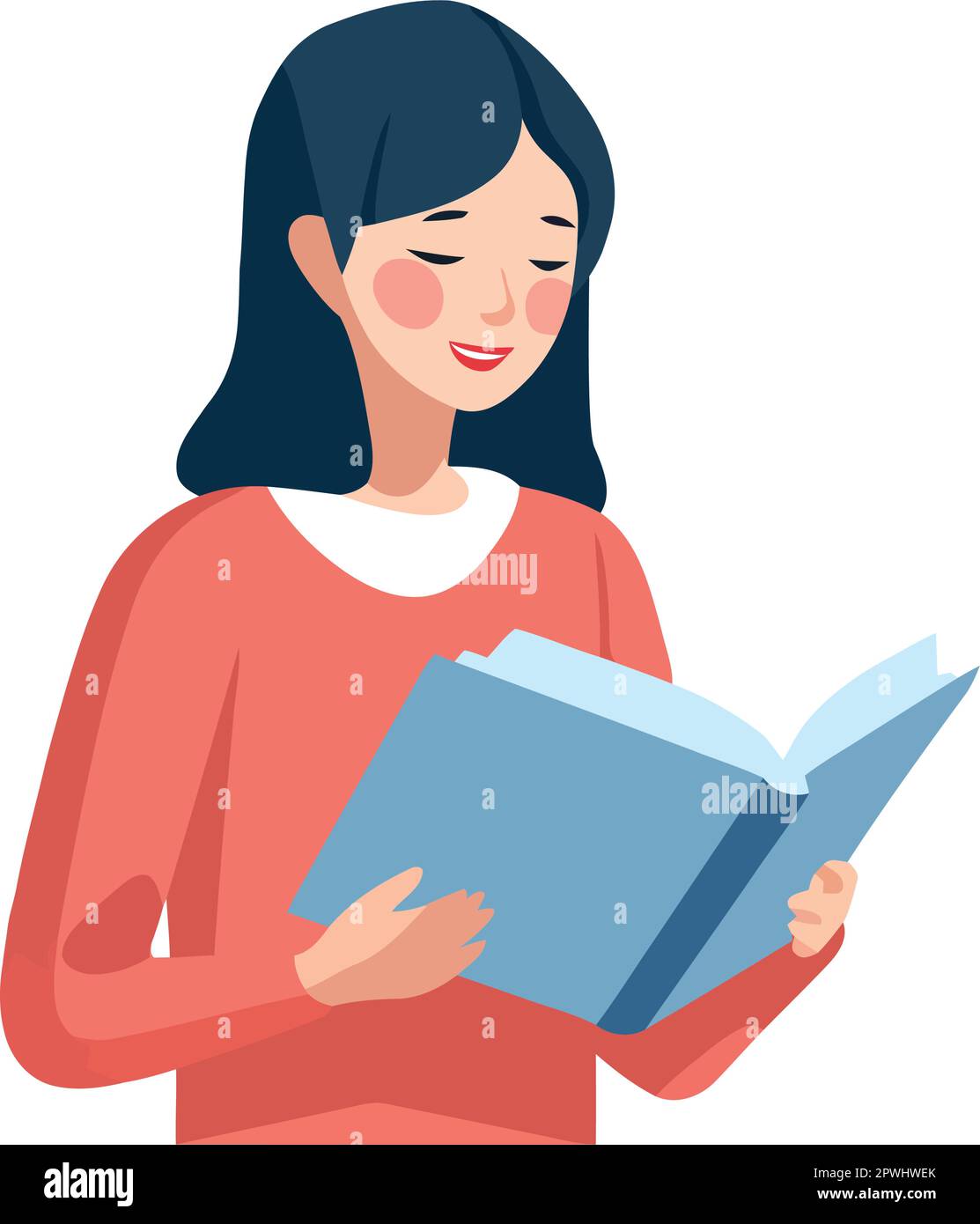 Reading smiling adult book Stock Vector Images - Alamy