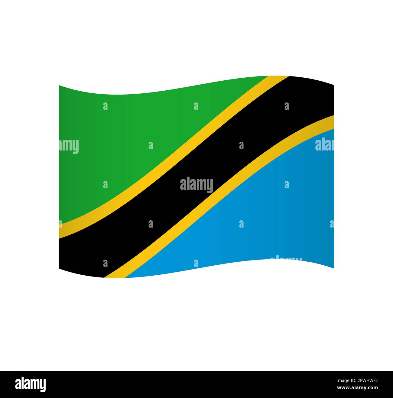 Tanzania flag - simple wavy vector icon with shading Stock Vector Image ...