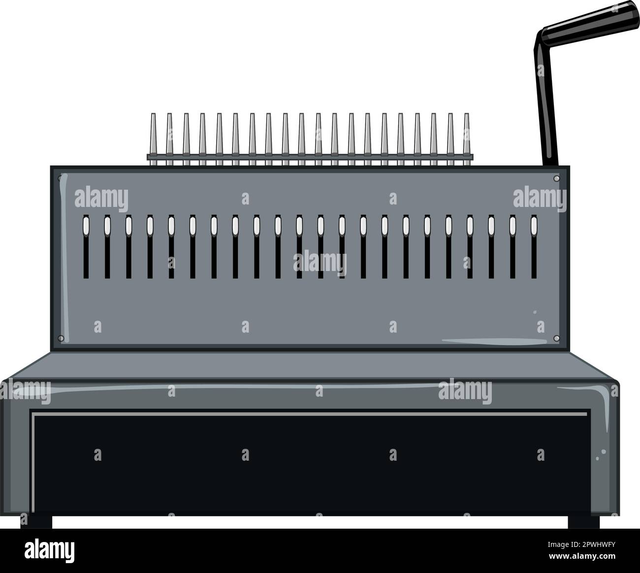 equipment binding machine cartoon. business book, press bind equipment ...