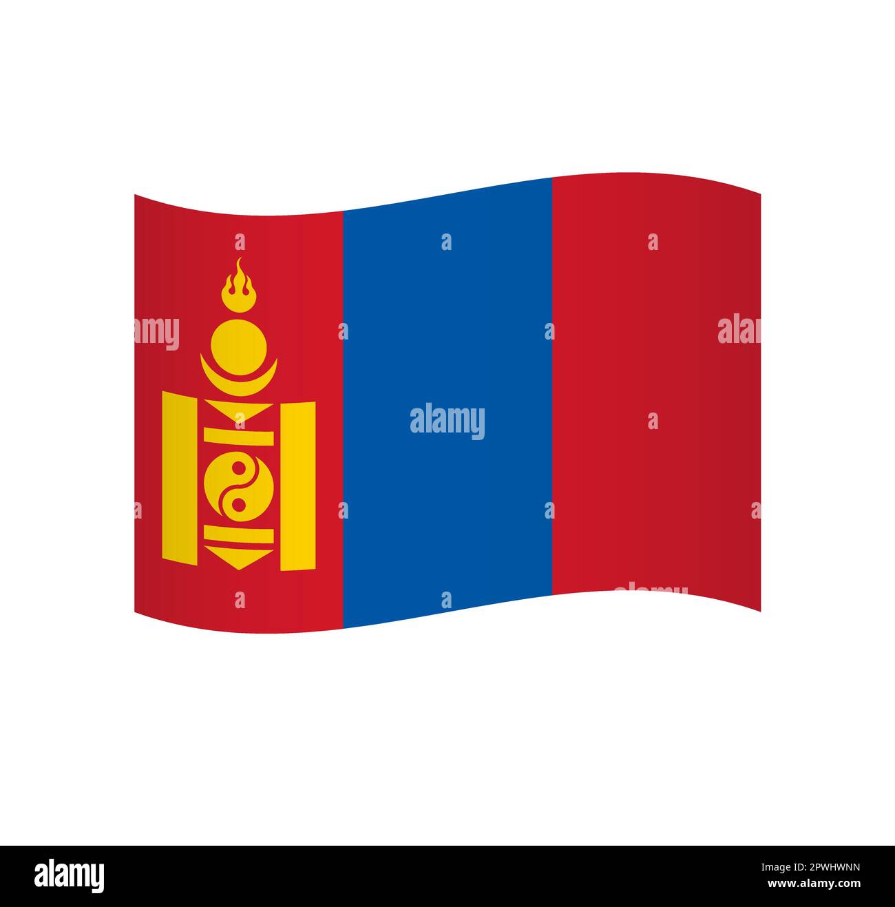 Mongolia flag - simple wavy vector icon with shading Stock Vector Image ...
