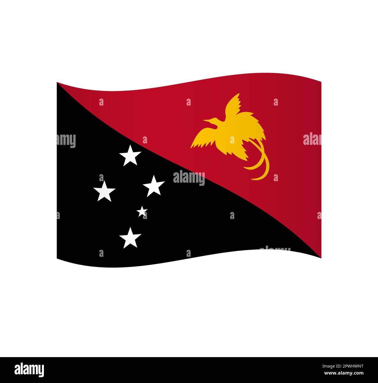Papua New Guinea flag - simple wavy vector icon with shading Stock ...
