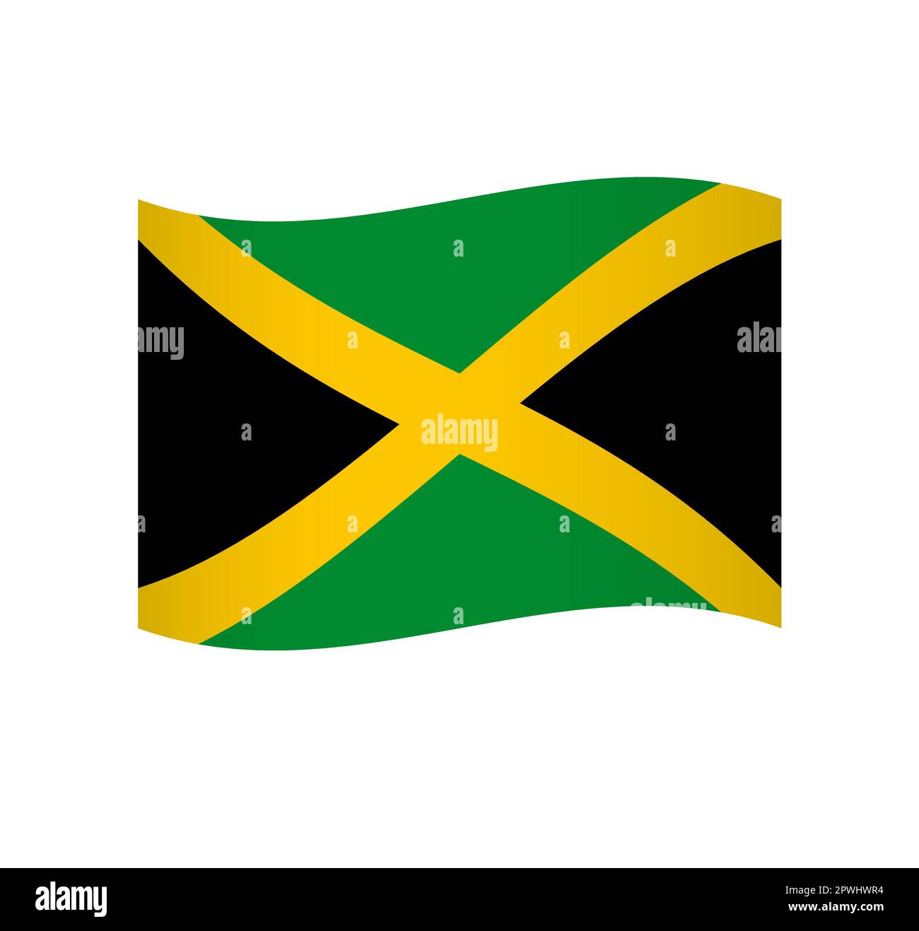 Jamaica flag - simple wavy vector icon with shading Stock Vector Image ...