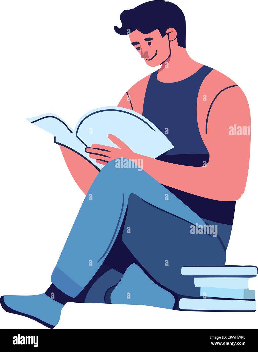 One man sitting reading book Stock Vector Images - Alamy