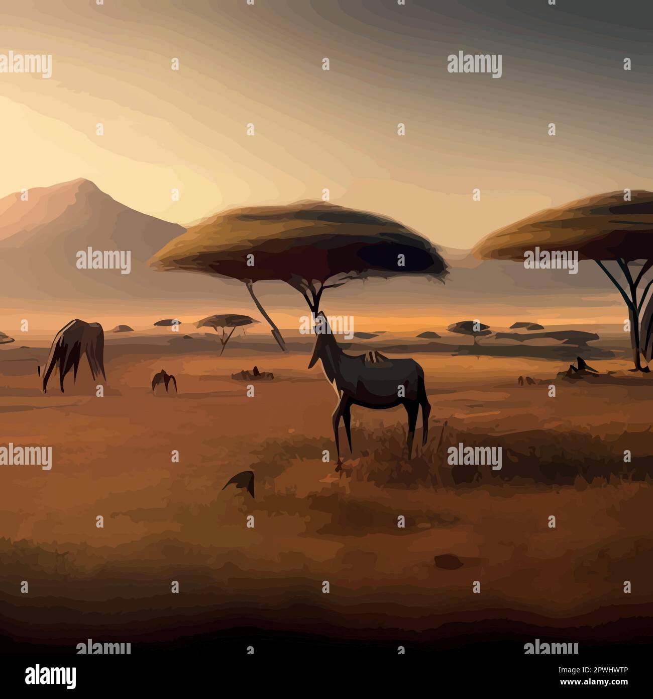 Savanna landscape in namibia Stock Vector Images - Alamy