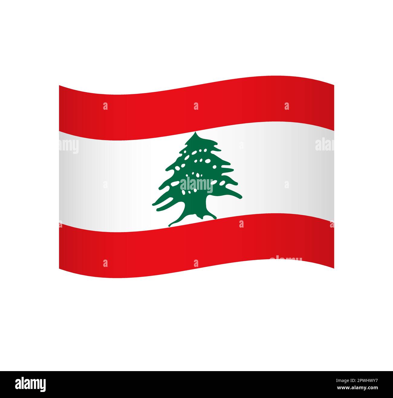 Lebanon flag - simple wavy vector icon with shading Stock Vector Image ...