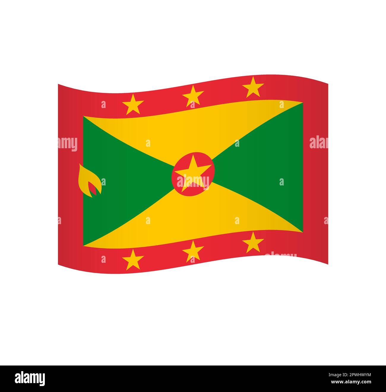 Grenada flag - simple wavy vector icon with shading Stock Vector Image ...