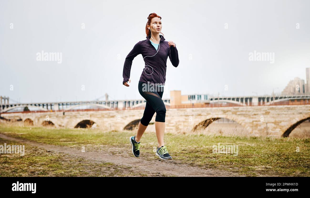 Youve gotta push yourself - no one else will. a sporty young woman ...