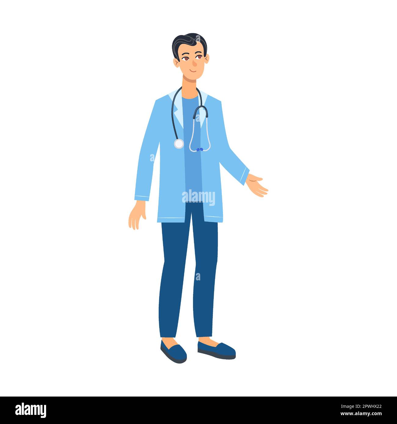Doctor character and medical objects vector illustration. Cute cartoon ...