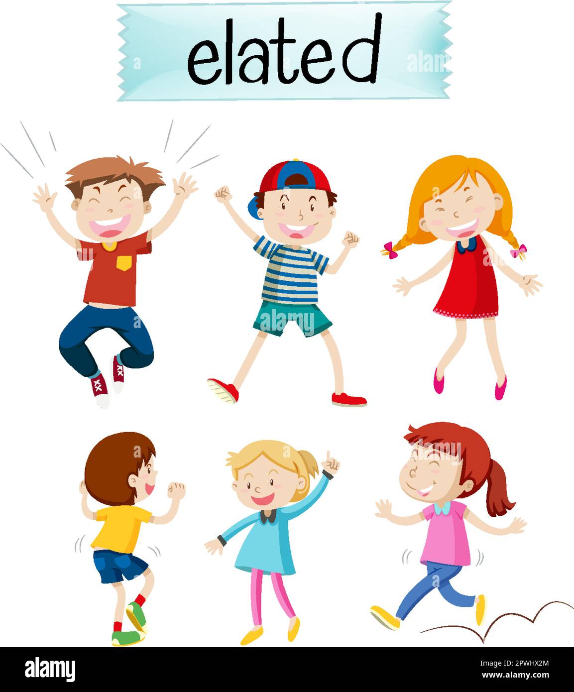 English vocabulary adjective word with cartoon characters illustration ...