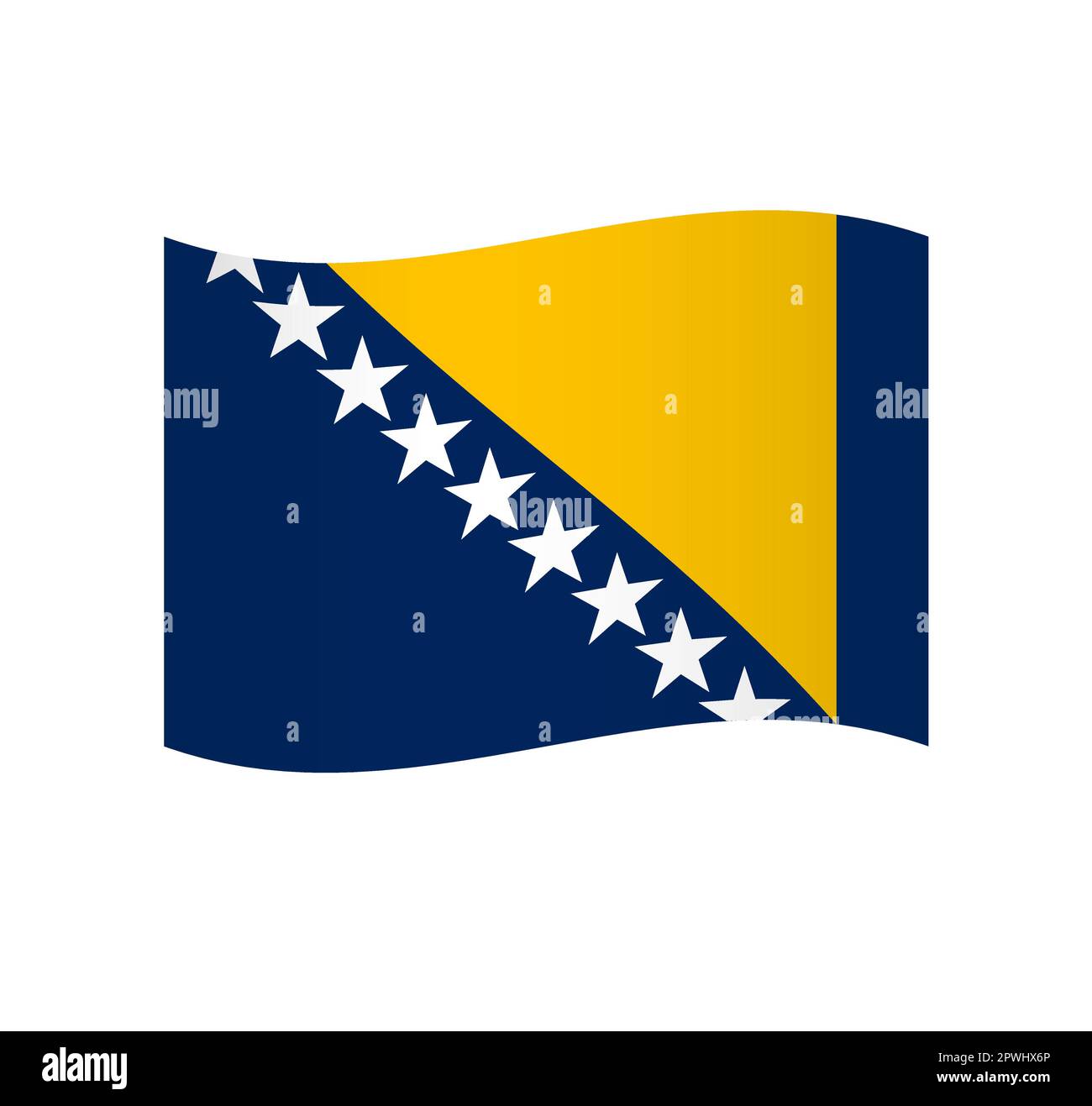 Bosnia and Herzegovina flag - simple wavy vector icon with shading ...
