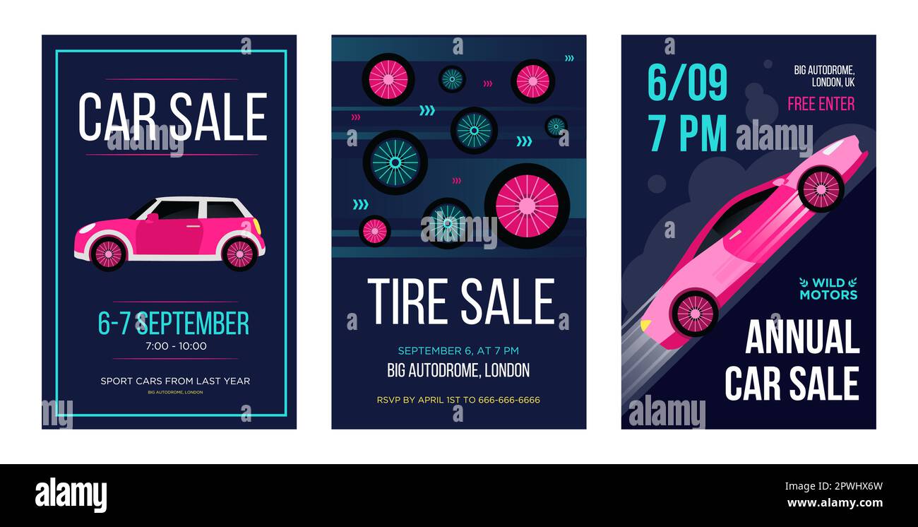 Car sale invitation flyers set Stock Vector Image & Art - Alamy