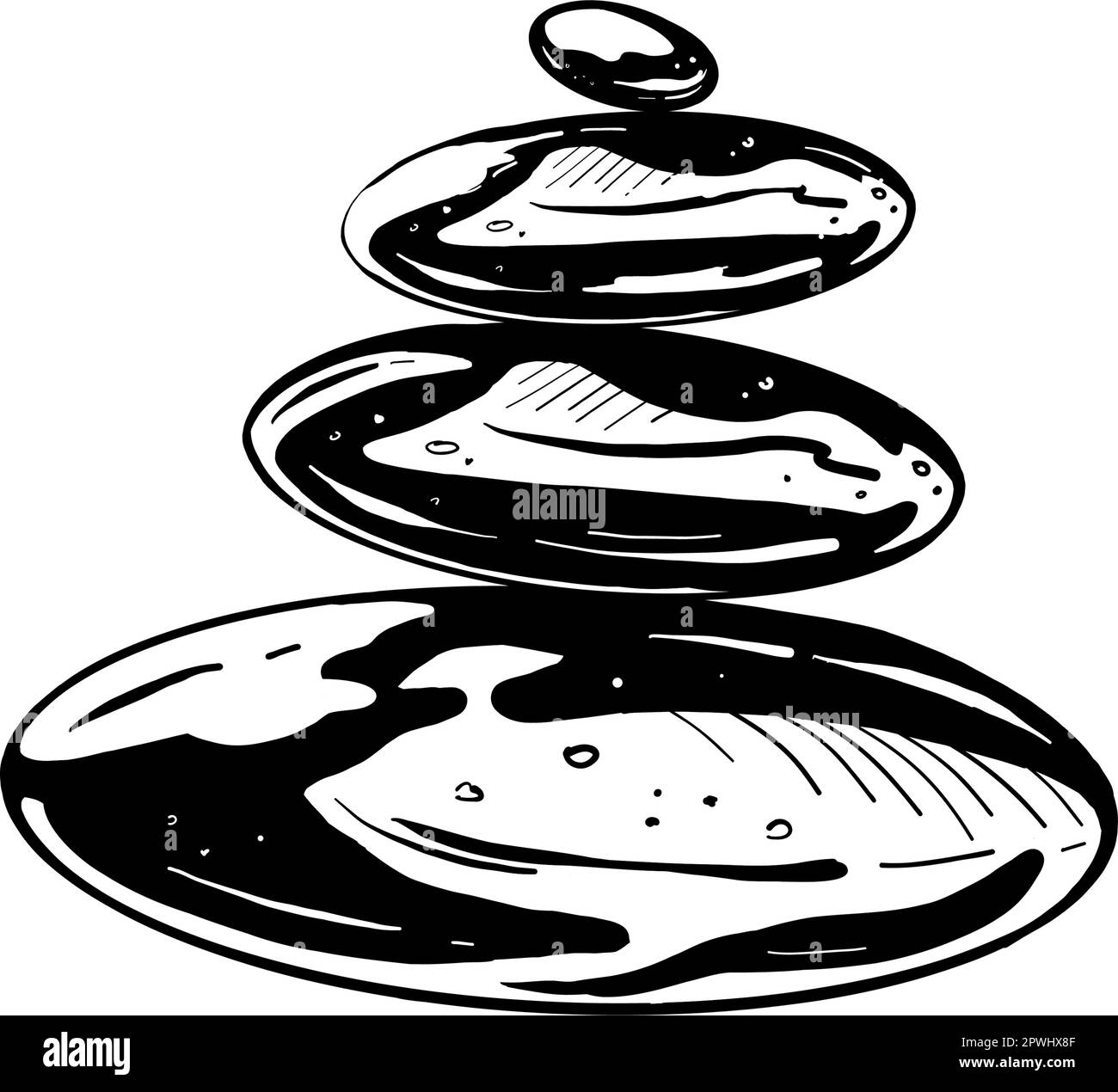 Vector illustration of pile of cosmetic solid stones balancing on white ...
