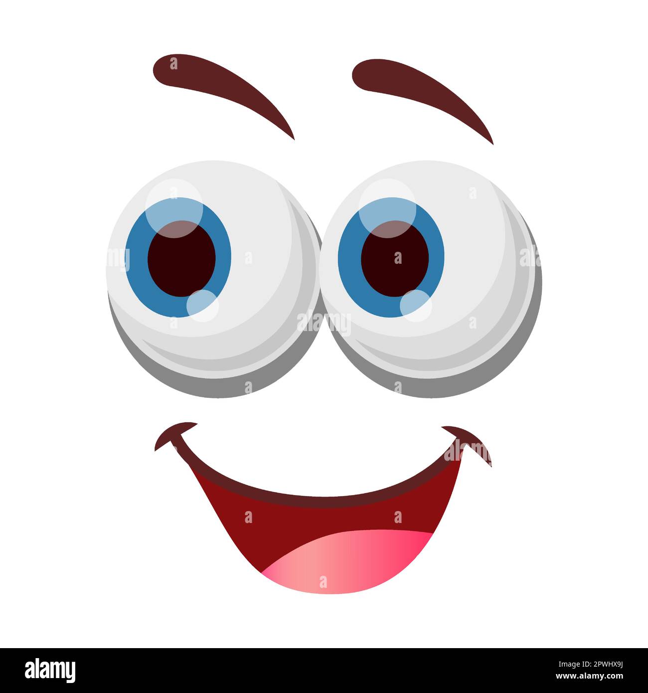 Comic overjoyed and surprised face expression vector illustration. Eyes ...