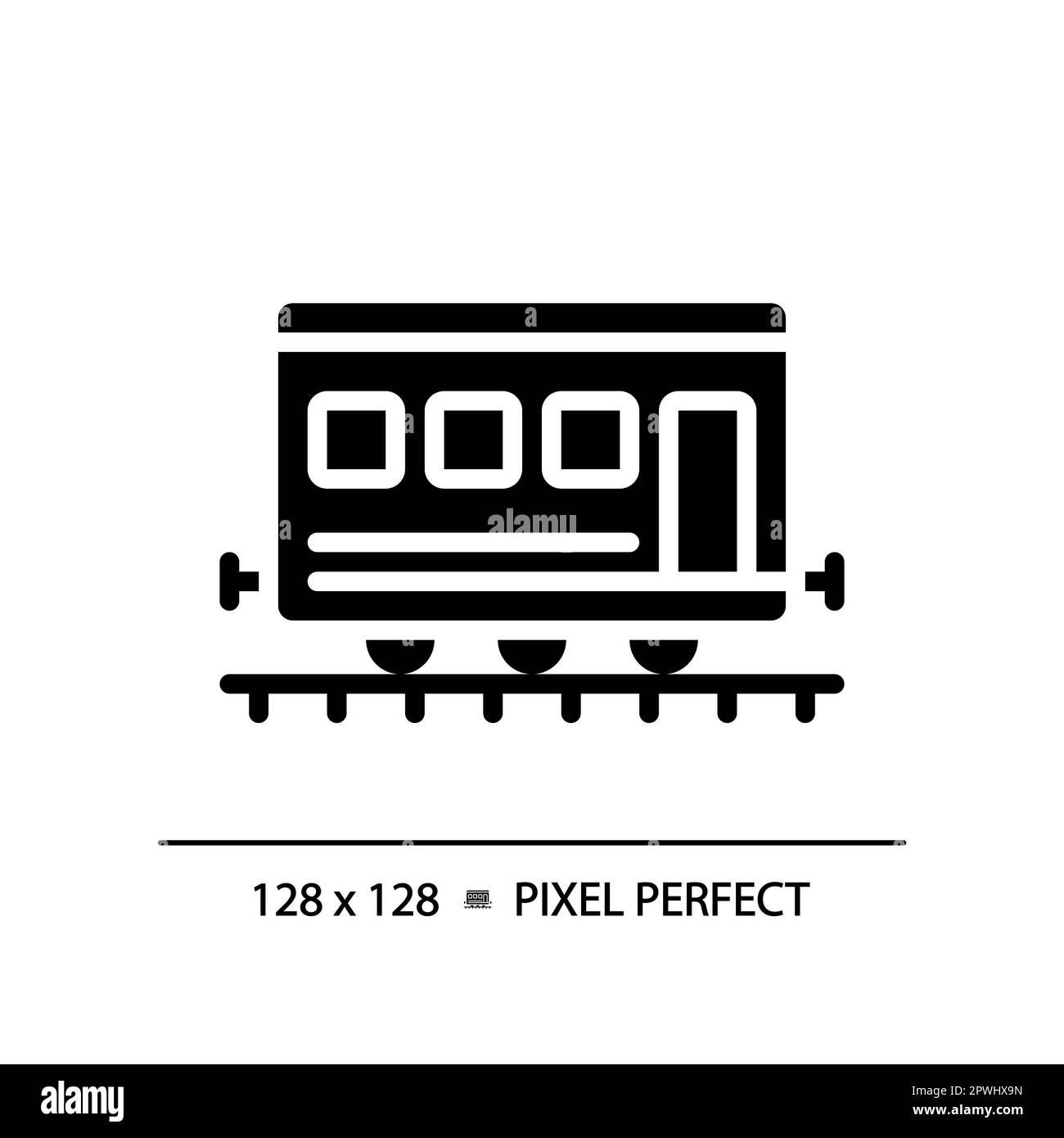 Passenger railroad carriage pixel perfect black glyph icon Stock Vector ...