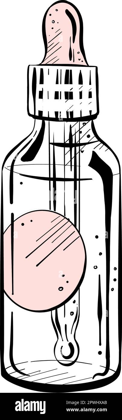 Vector illustration of closed bottle with dropper on white background ...