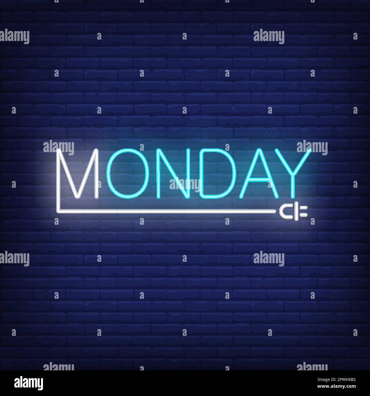Monday neon lettering with power cable and plug Stock Vector Image ...