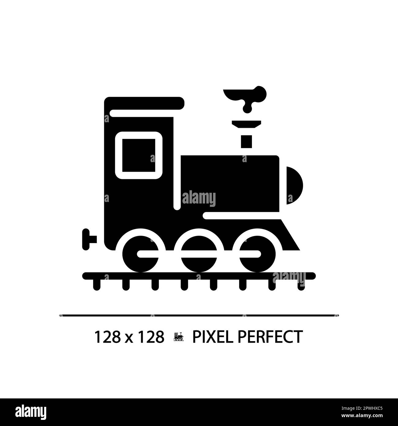 Steam locomotive pixel perfect black glyph icon Stock Vector Image ...