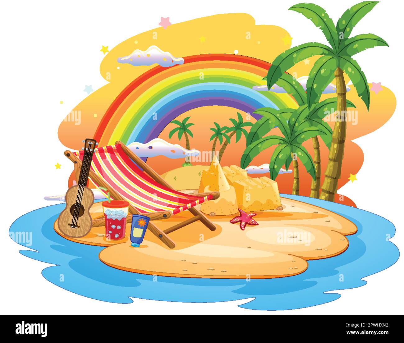Summer beach scene template illustration Stock Vector Image & Art - Alamy