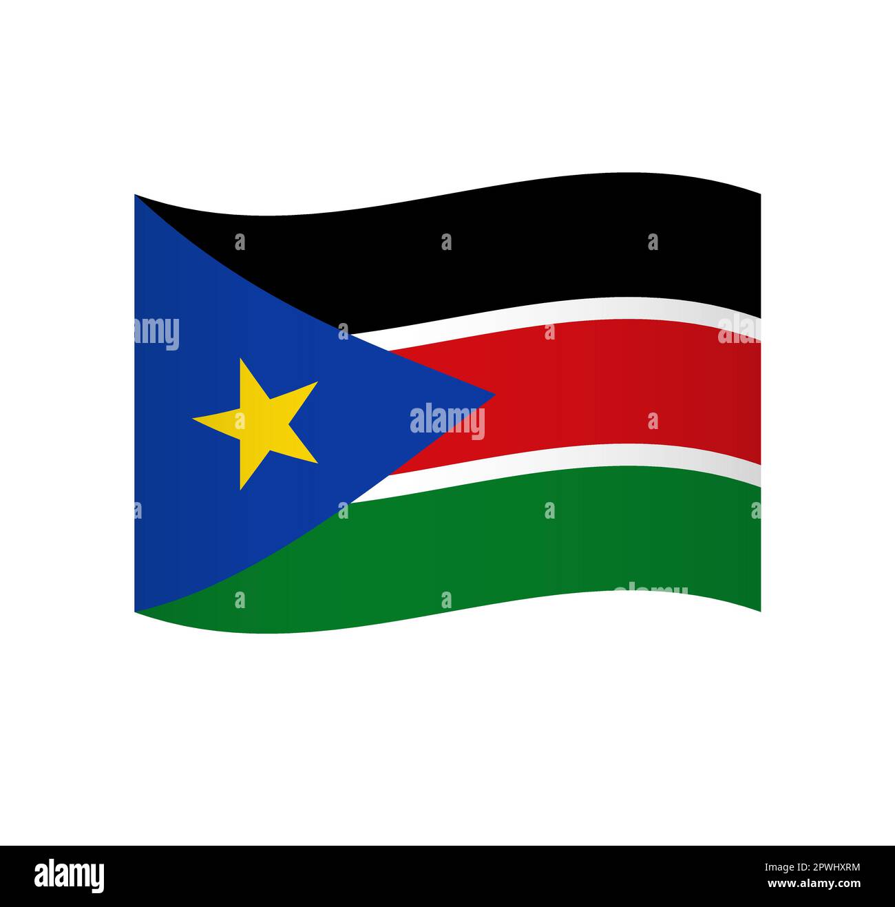 South Sudan flag - simple wavy vector icon with shading Stock Vector ...