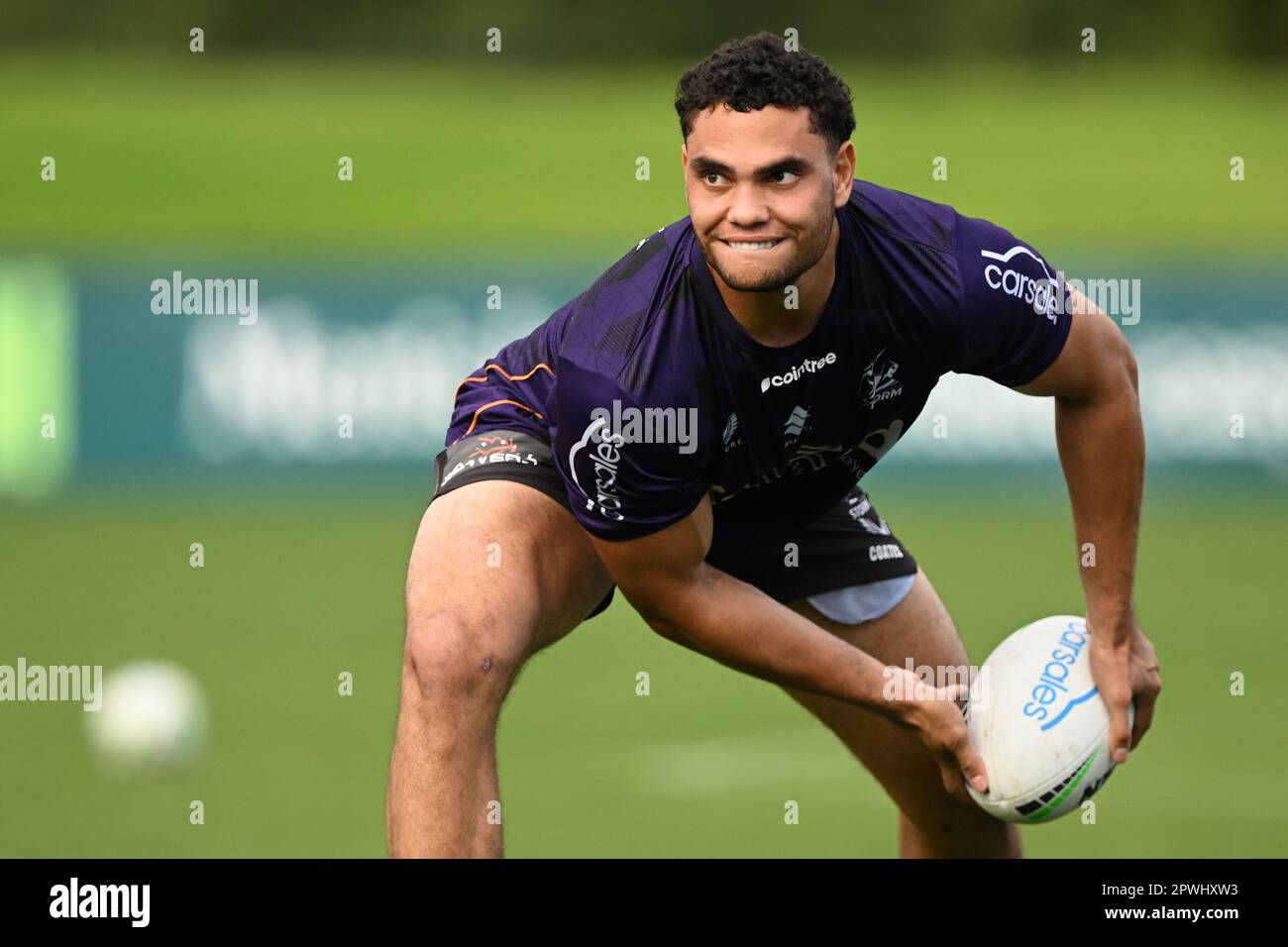 Xavier Coates of the Storm during a NRL Storm training session at RSEA ...