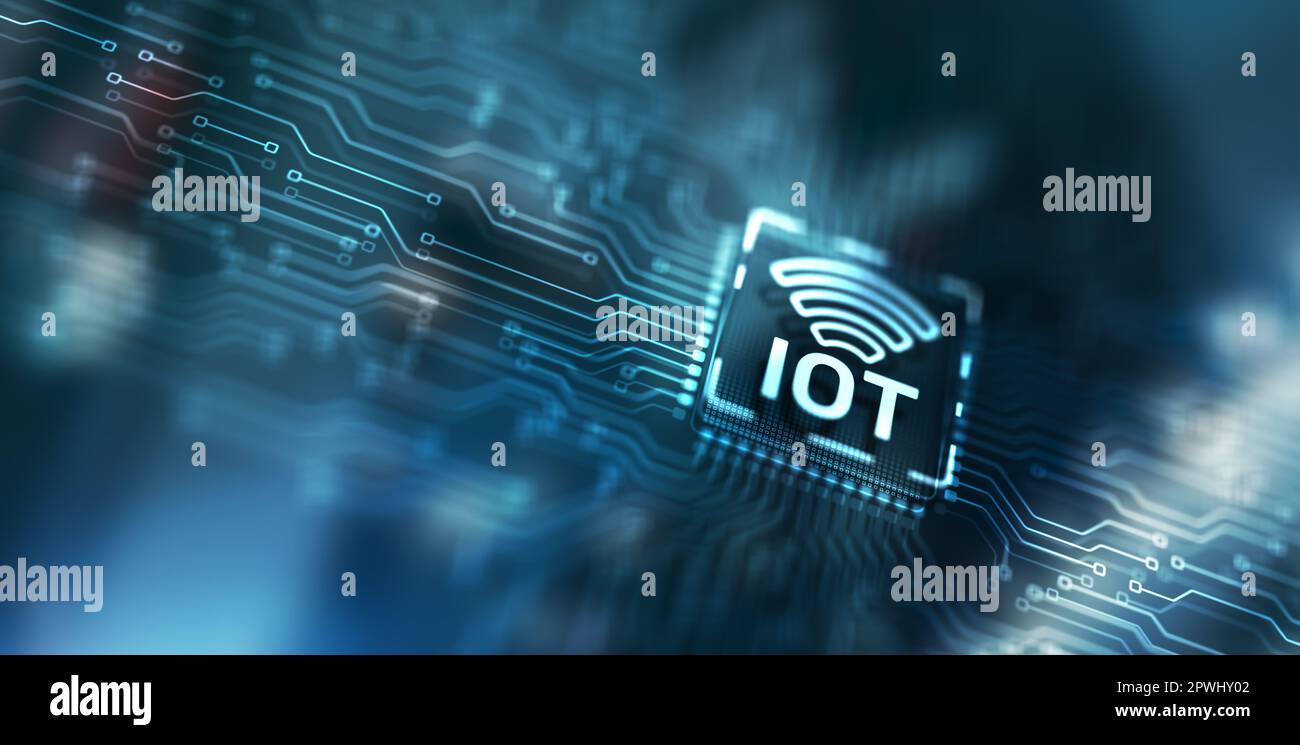 Internet of Things IOT concept. Electric circuits graphic background ...