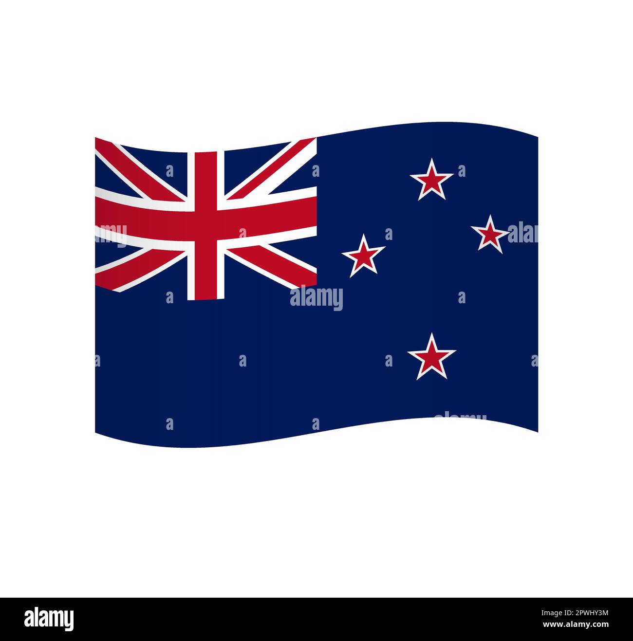 New Zealand flag - simple wavy vector icon with shading Stock Vector ...