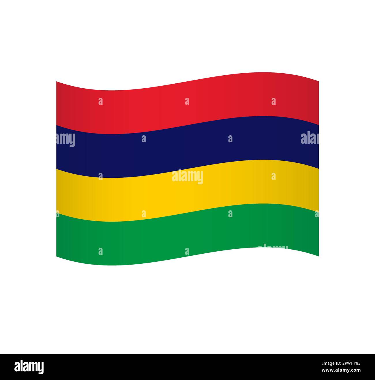 Mauritius flag - simple wavy vector icon with shading Stock Vector ...