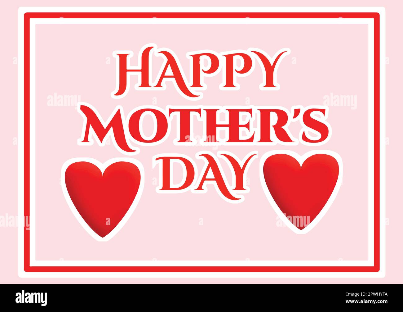 Happy Mothers Day Greeting Card Red Hearts On Pink Background Vector