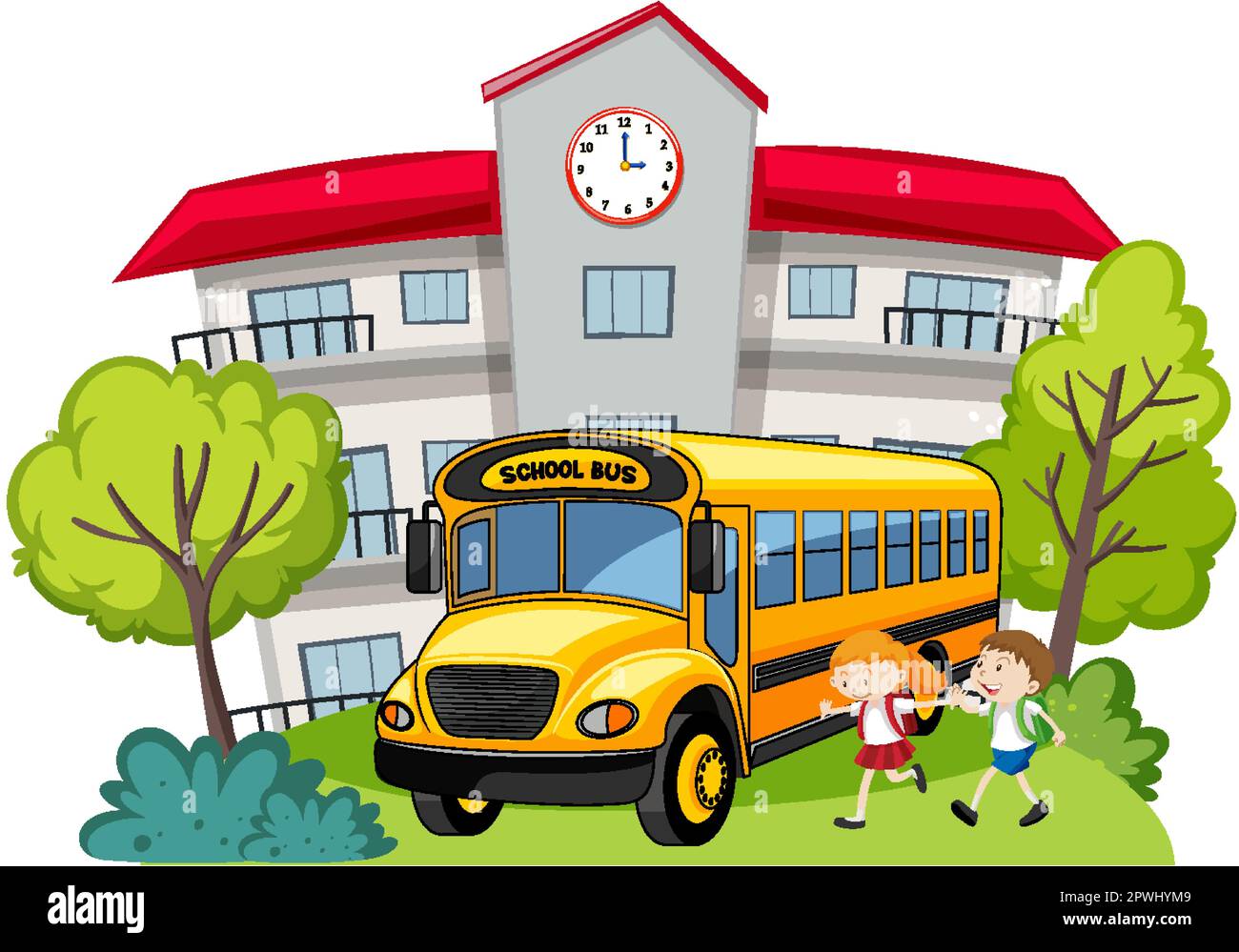 Students Waiting for the School Bus illustration Stock Vector Image ...