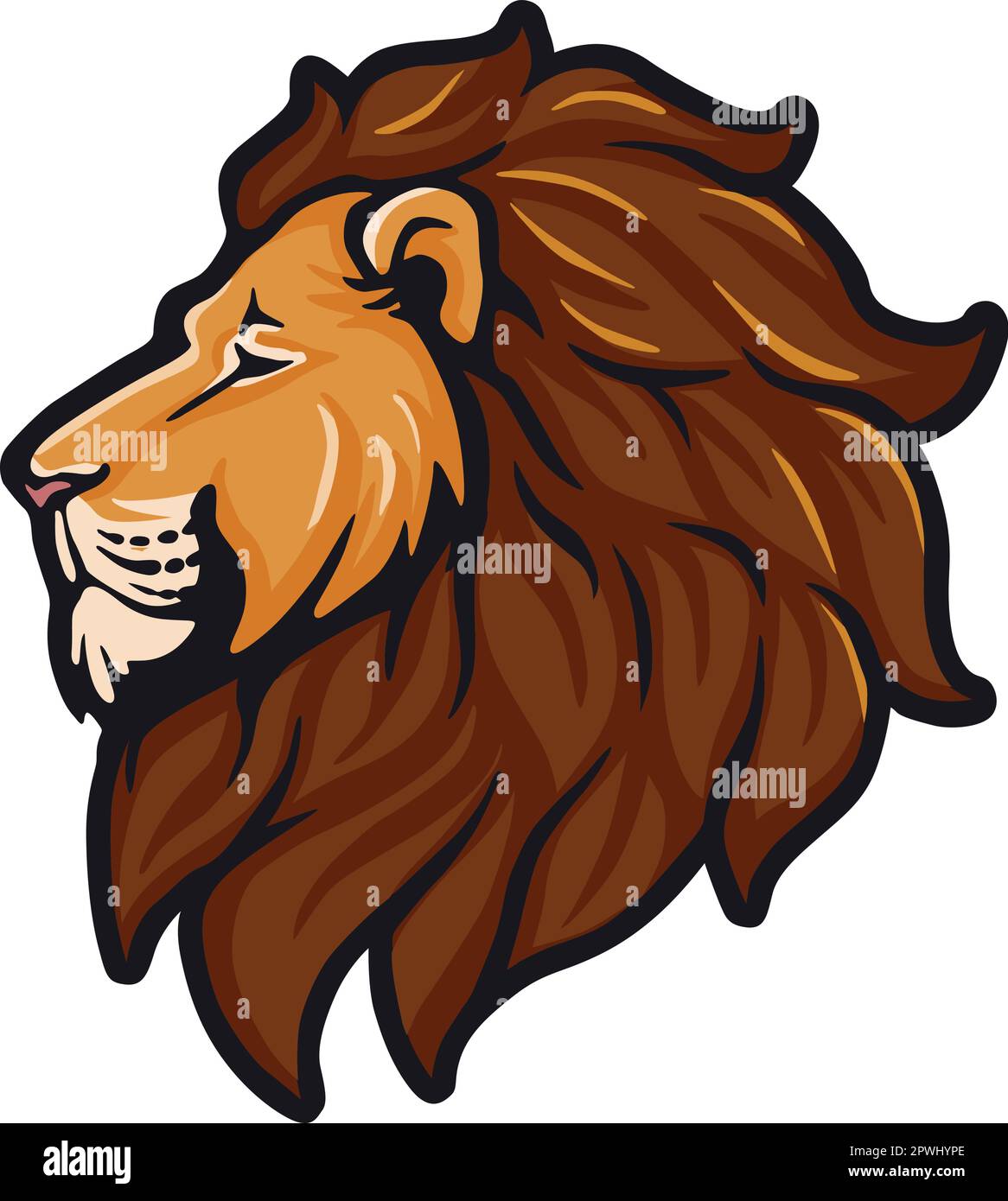 Lion Head Vector Illustration. Colour and BW Stock Vector Image & Art ...