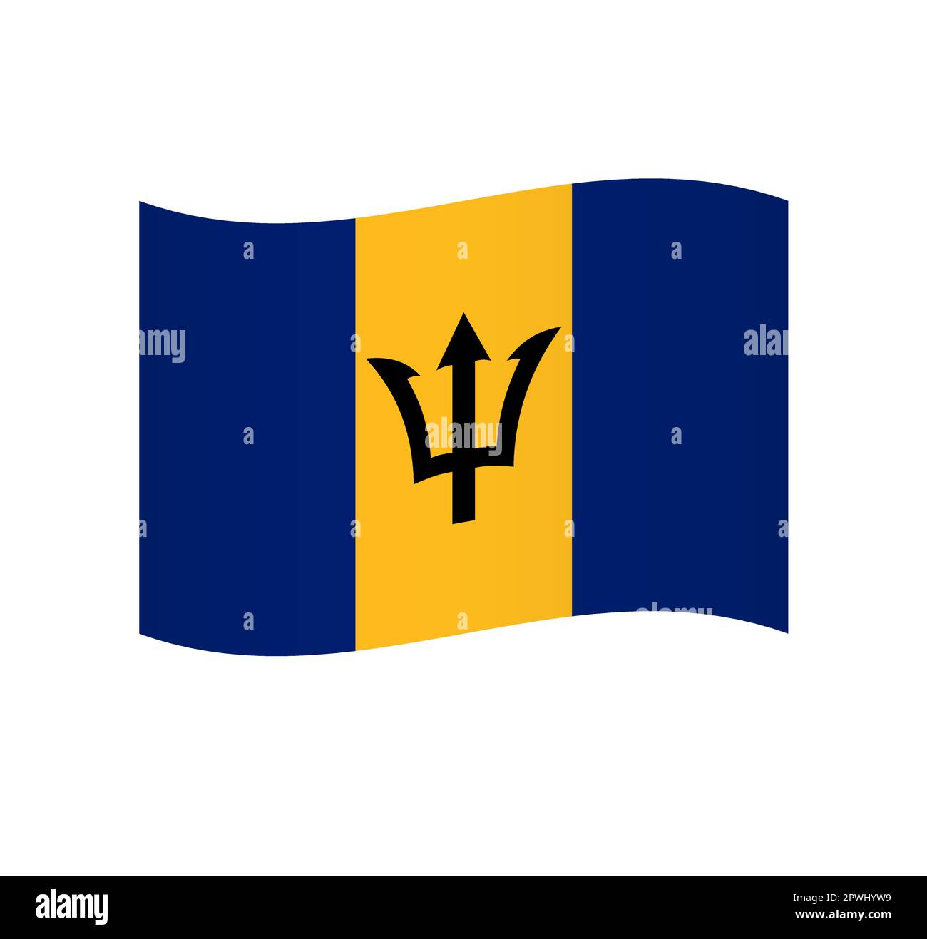 Barbados flag - simple wavy vector icon with shading Stock Vector Image ...