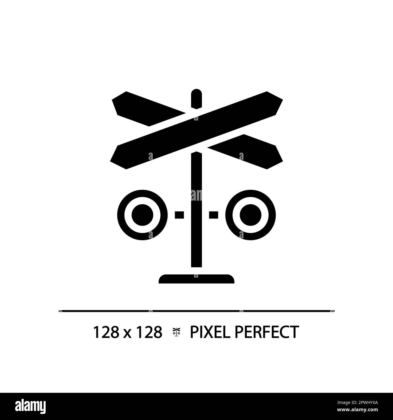 Level crossing pixel perfect black glyph icon Stock Vector Image & Art ...
