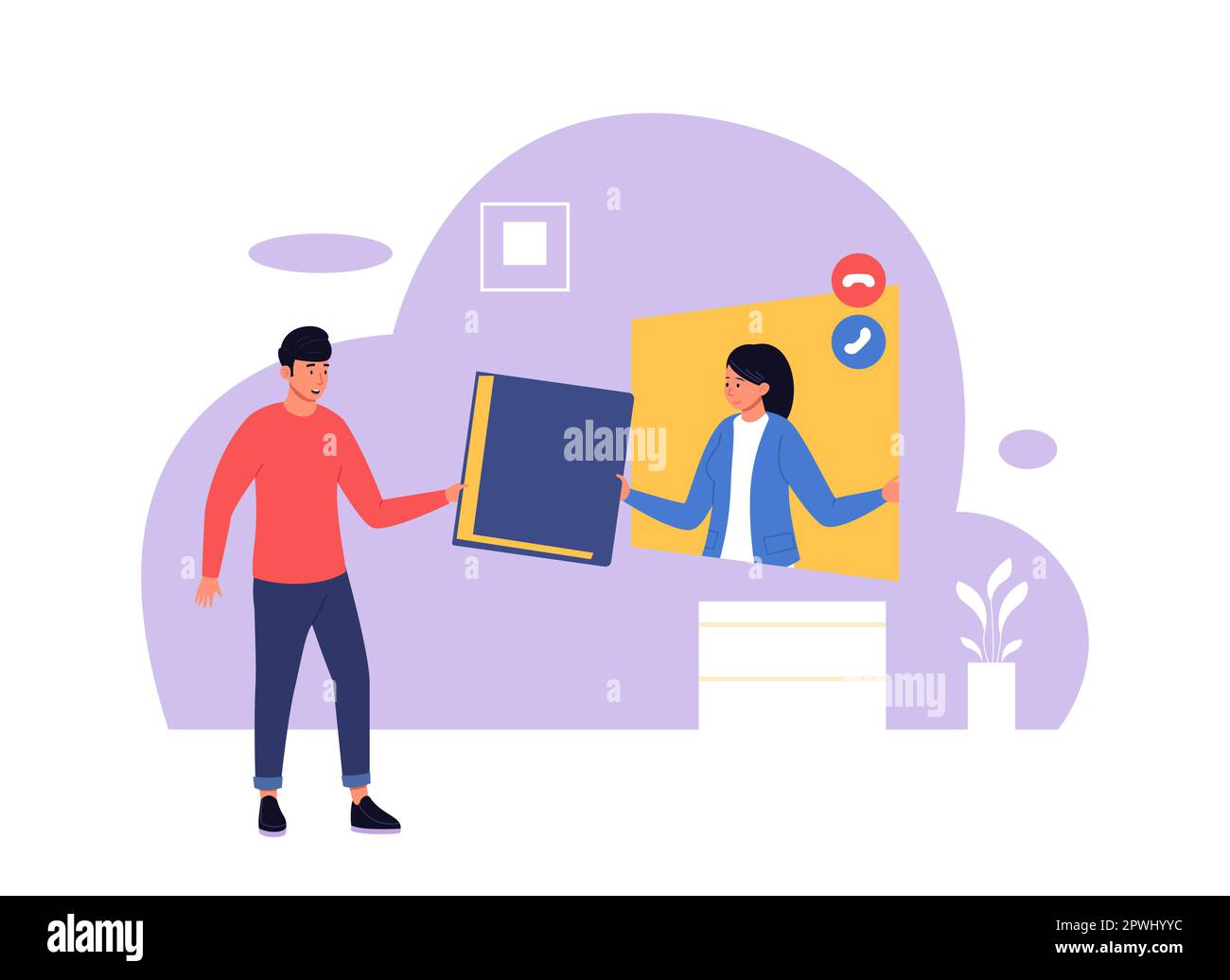 Online course. Cartoon scenes of persons learning at home. Vector of ...