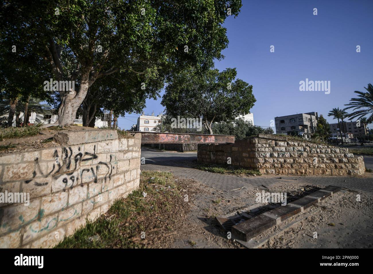 Gaza, Palestine. 30th Apr, 2023. A part of a railway track seen in Khan ...