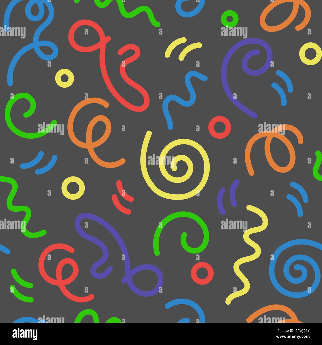 Doodle 90s style seamless pattern on dark background with kid ...